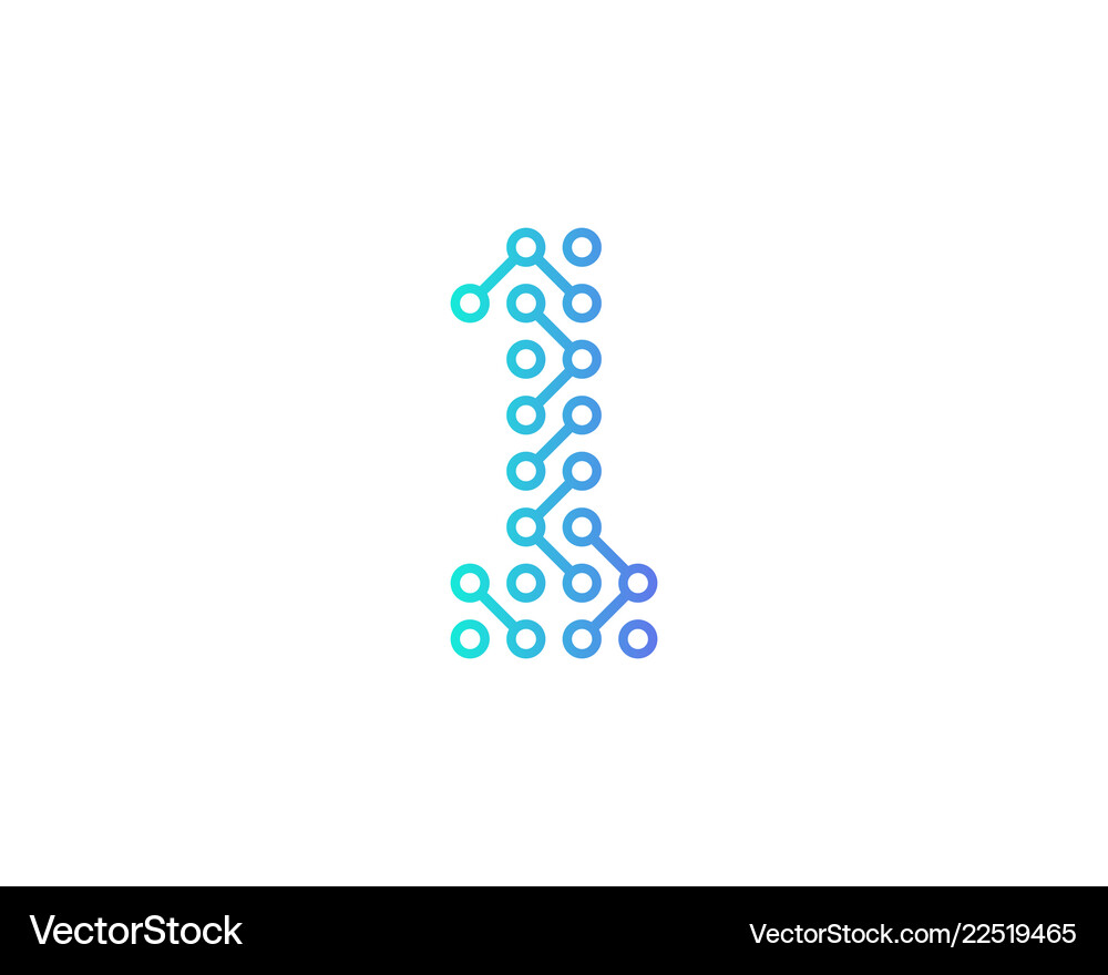 1 circuit technology letter and number logo icon Vector Image