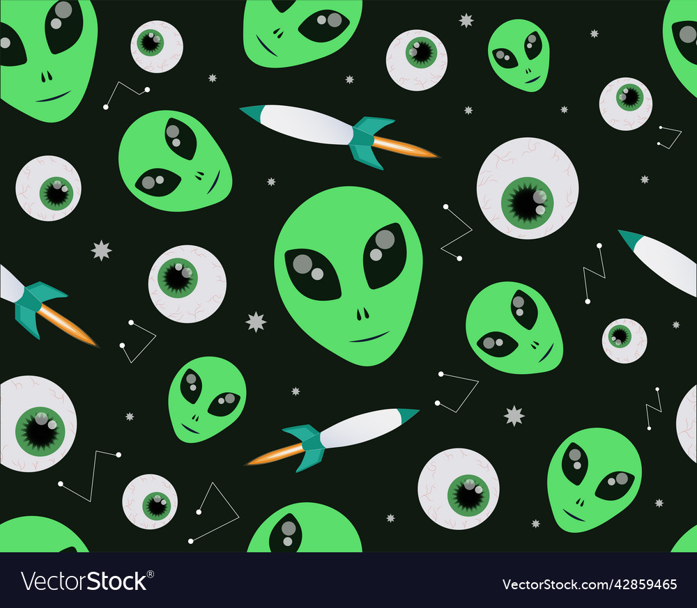 Alien seamless pattern Royalty Free Vector Image