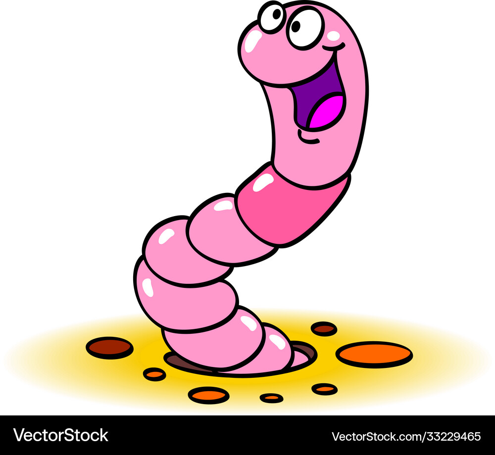 Cartoon worm isolated over white background funny Vector Image