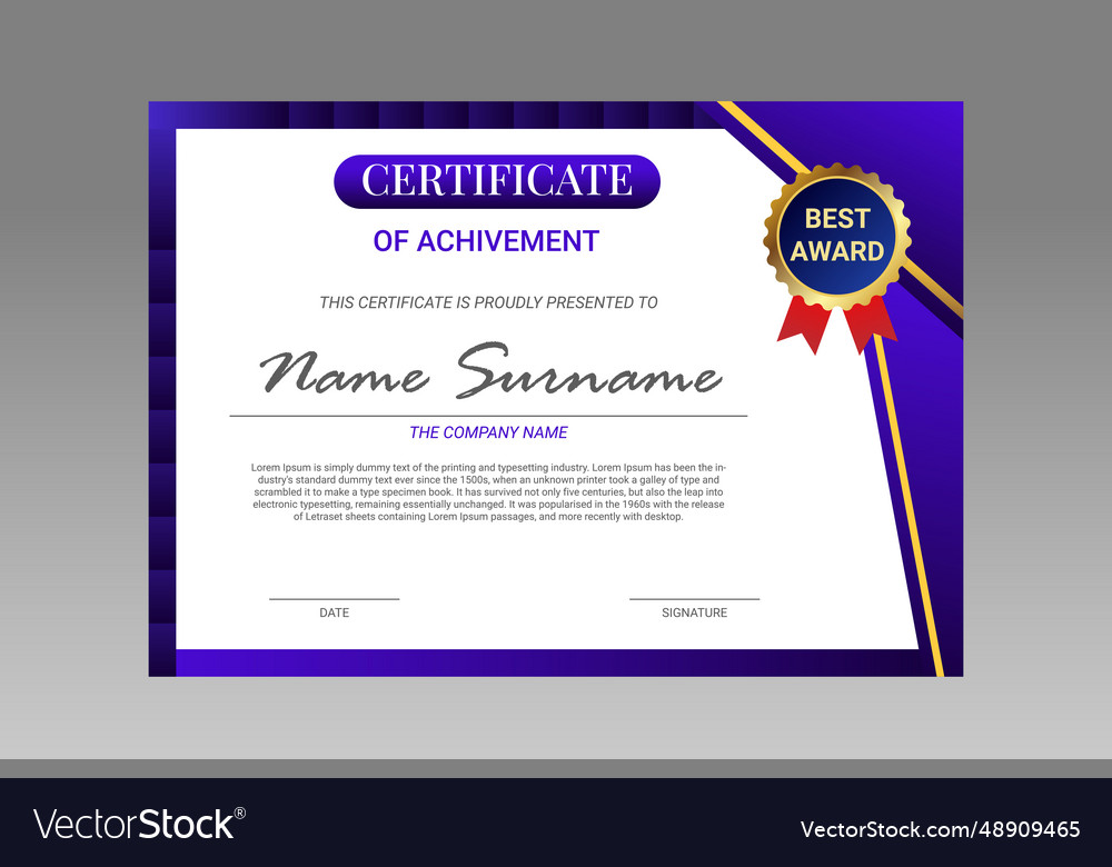 Certificate of achievement template diploma Vector Image