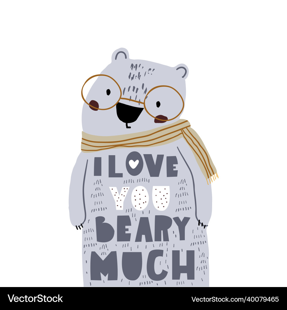 Cute cartoon bear with a lettering concept Vector Image