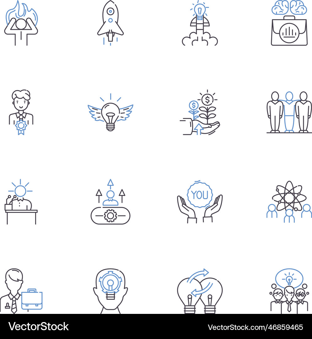 Excitement line icons collection thrill Royalty Free Vector