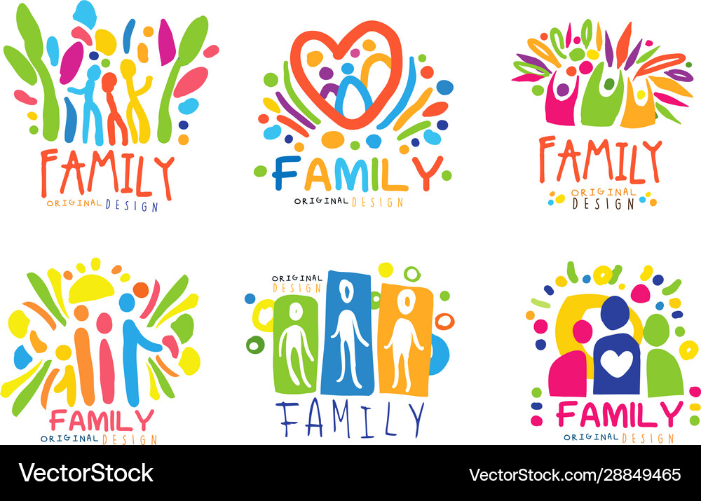 Family labels original design collection Vector Image