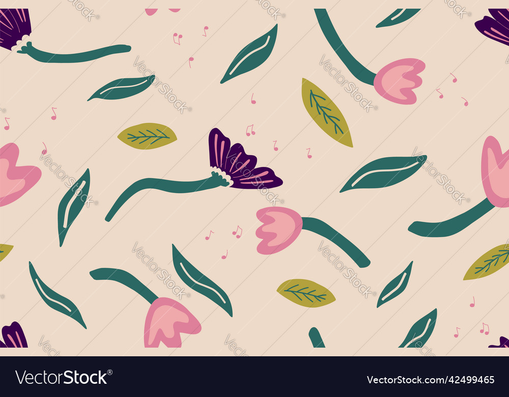 Floral contemporary seamless pattern field plants Vector Image
