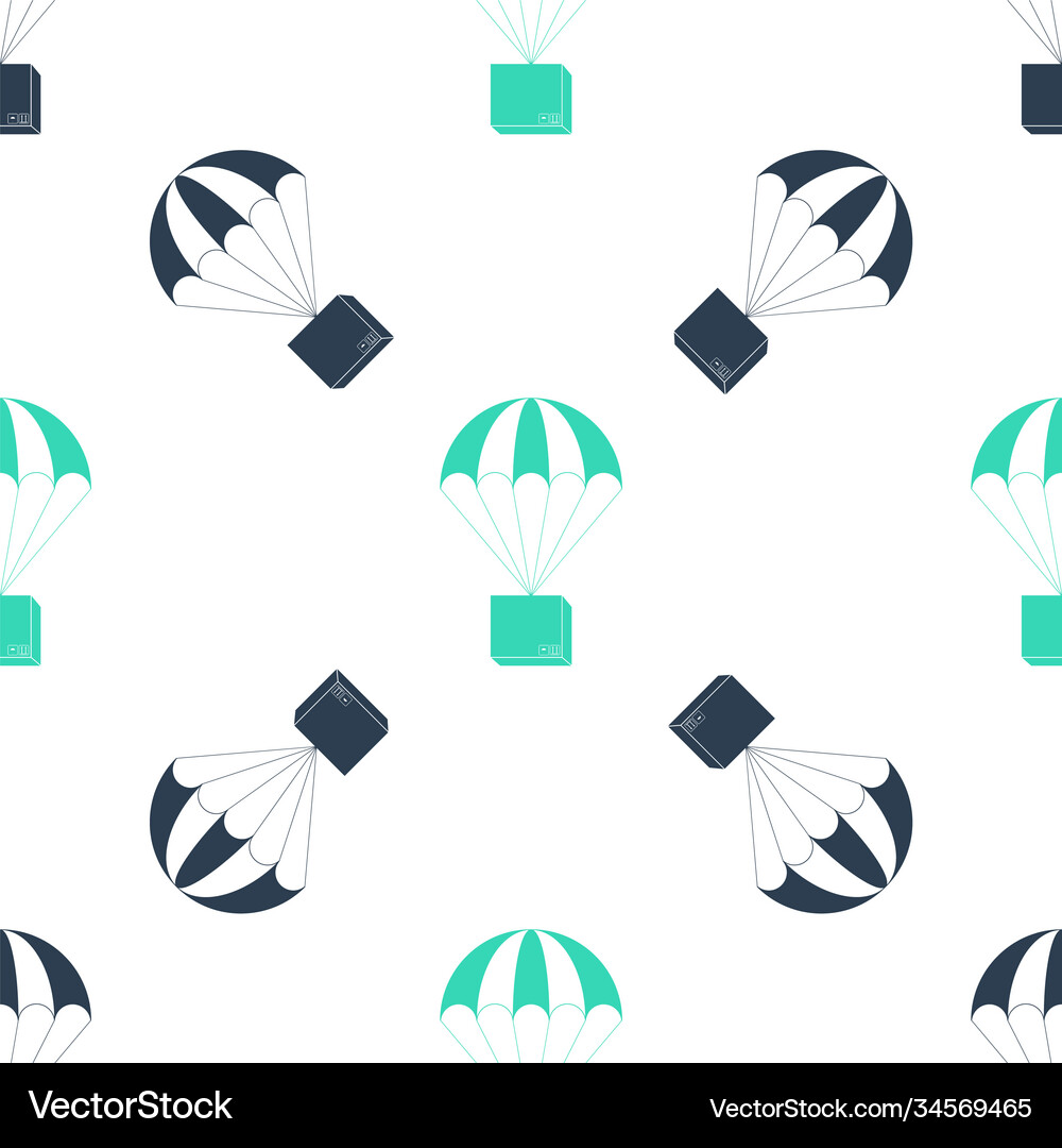 Green box flying on parachute icon isolated Vector Image