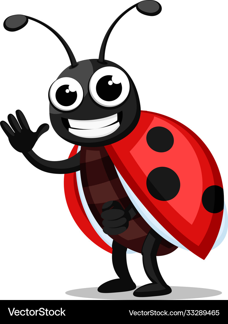 Ladybug stands waves and smiles the character Vector Image