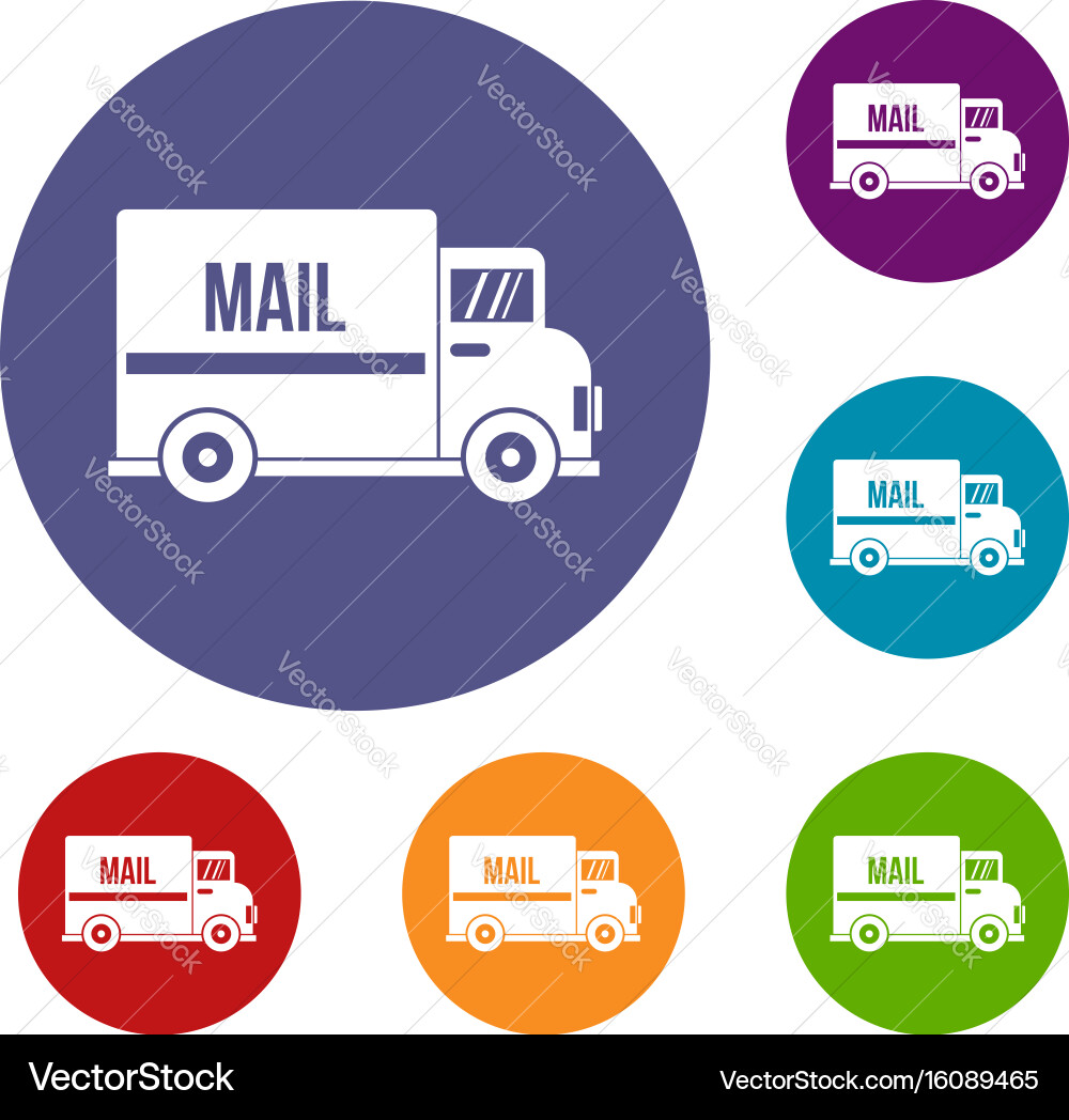 Mail truck icons set Royalty Free Vector Image
