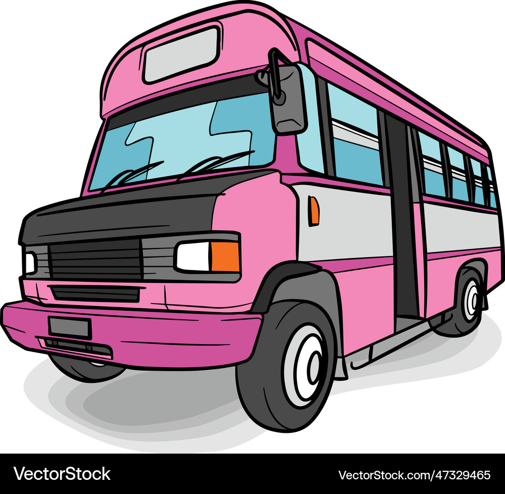 Pink mini bus heavy vehicle transportation Vector Image
