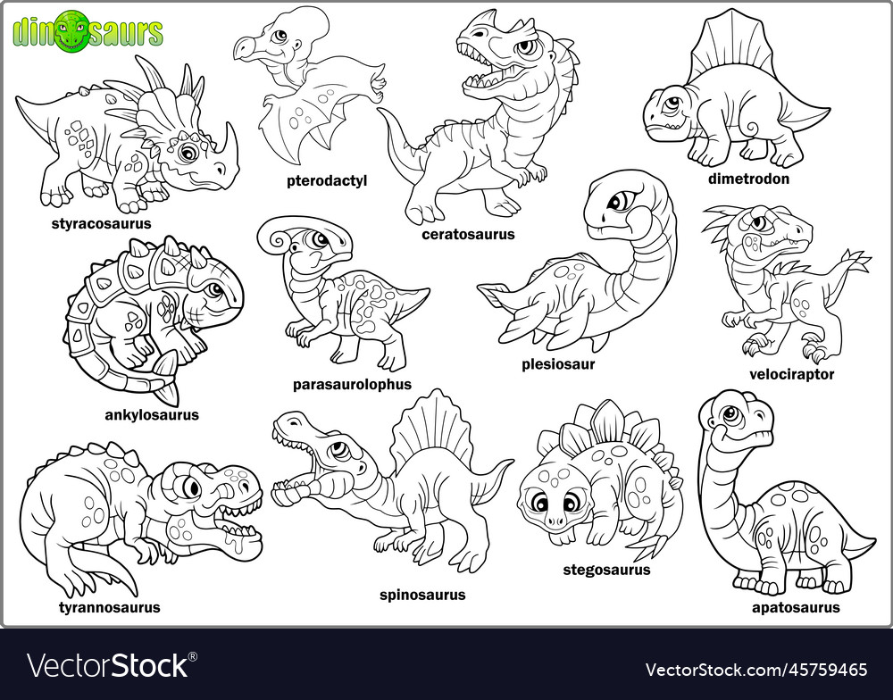 Prehistoric dinosaurs set Royalty Free Vector Image