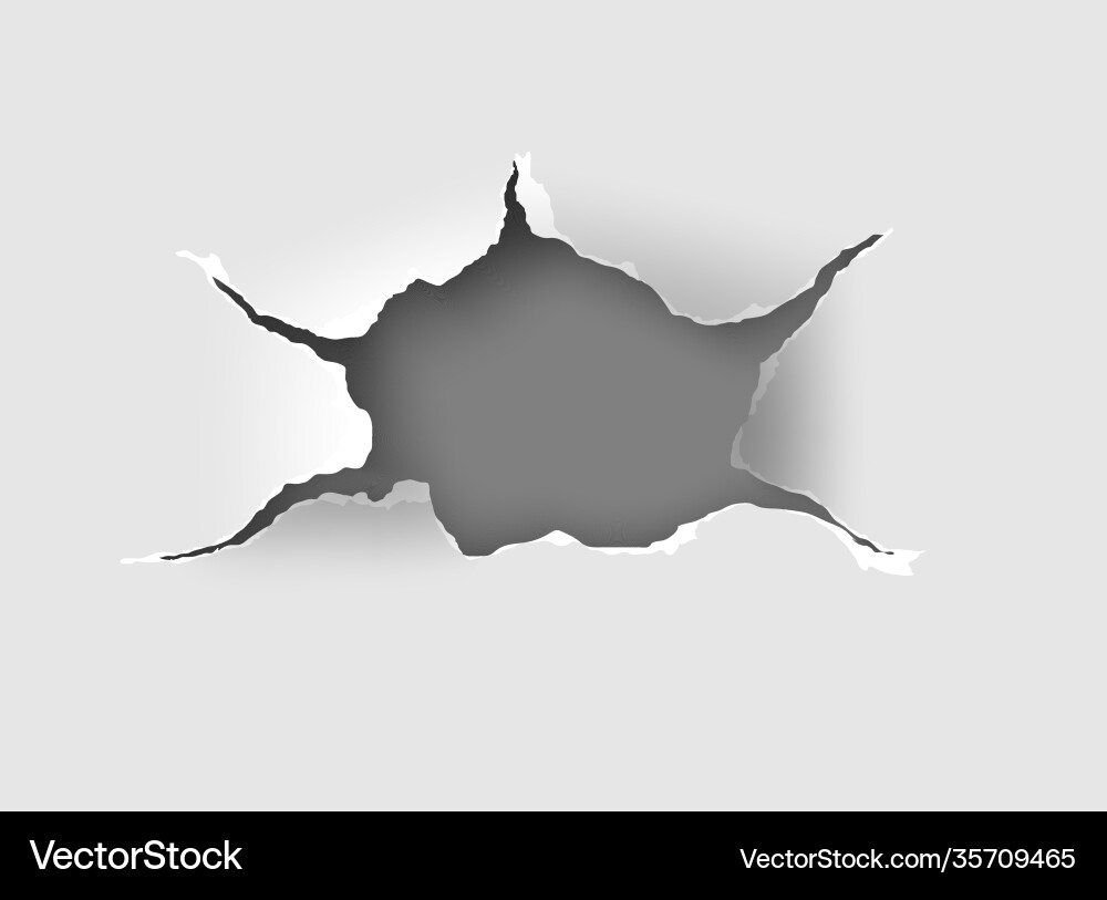 Ragged hole torn in ripped paper on background Vector Image