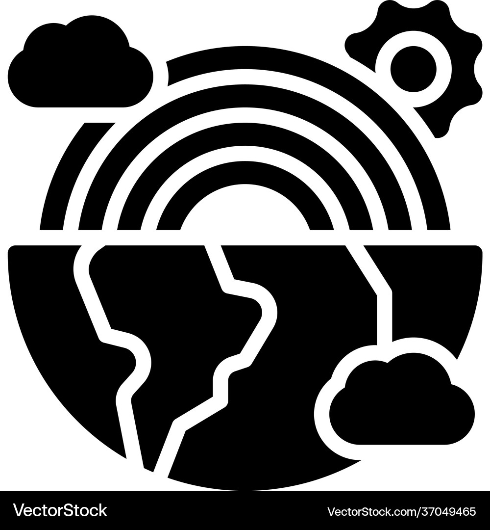 Rainbow with half earth icon earth day related Vector Image