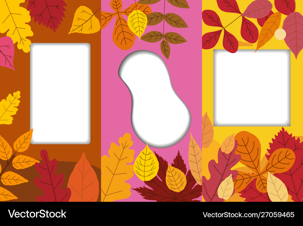 Set autumn templates backgrounds autumn fallen Vector Image