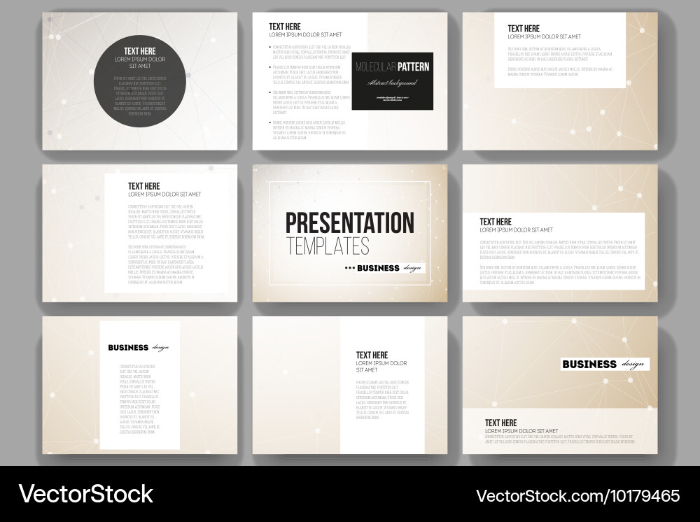 Set of 9 templates for presentation slides Vector Image