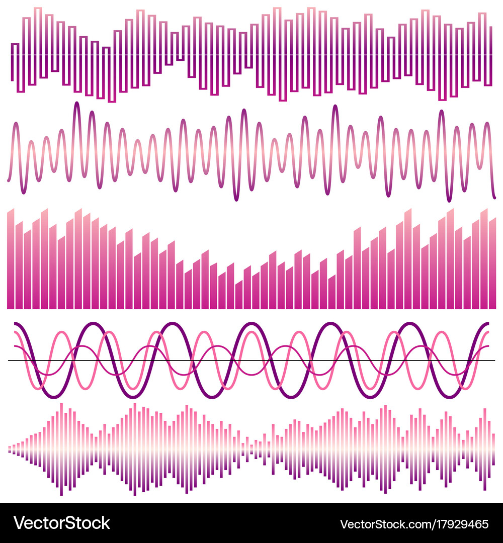 Set of sound waves Royalty Free Vector Image - VectorStock