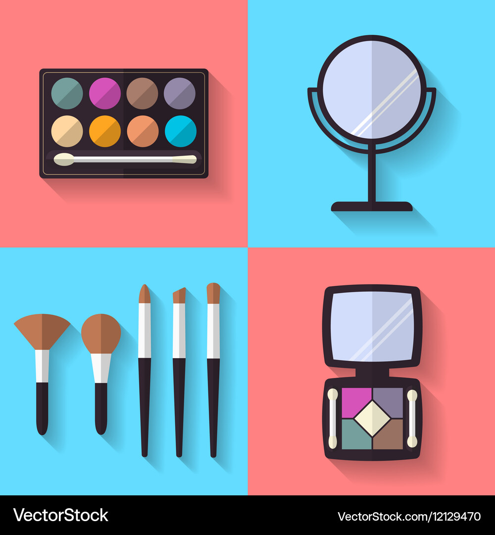 Cosmetic and Makeup flat Icons Set Royalty Free Vector Image