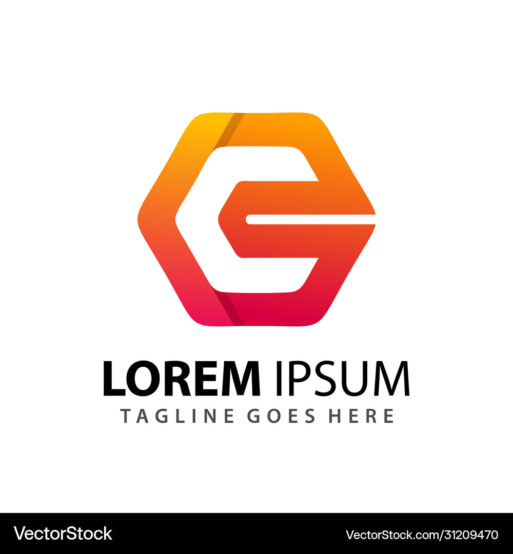Gradient hexagon letter c business company modern Vector Image