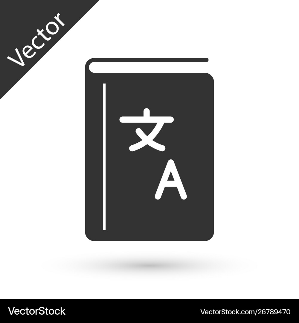 Grey translator book icon isolated on white Vector Image