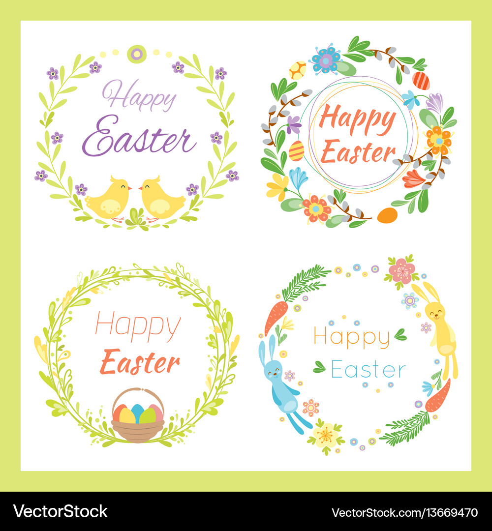 Happy easter hand drawn badge with lettering Vector Image