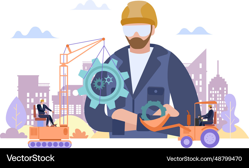 Industrial worker with heavy-duty moving Vector Image