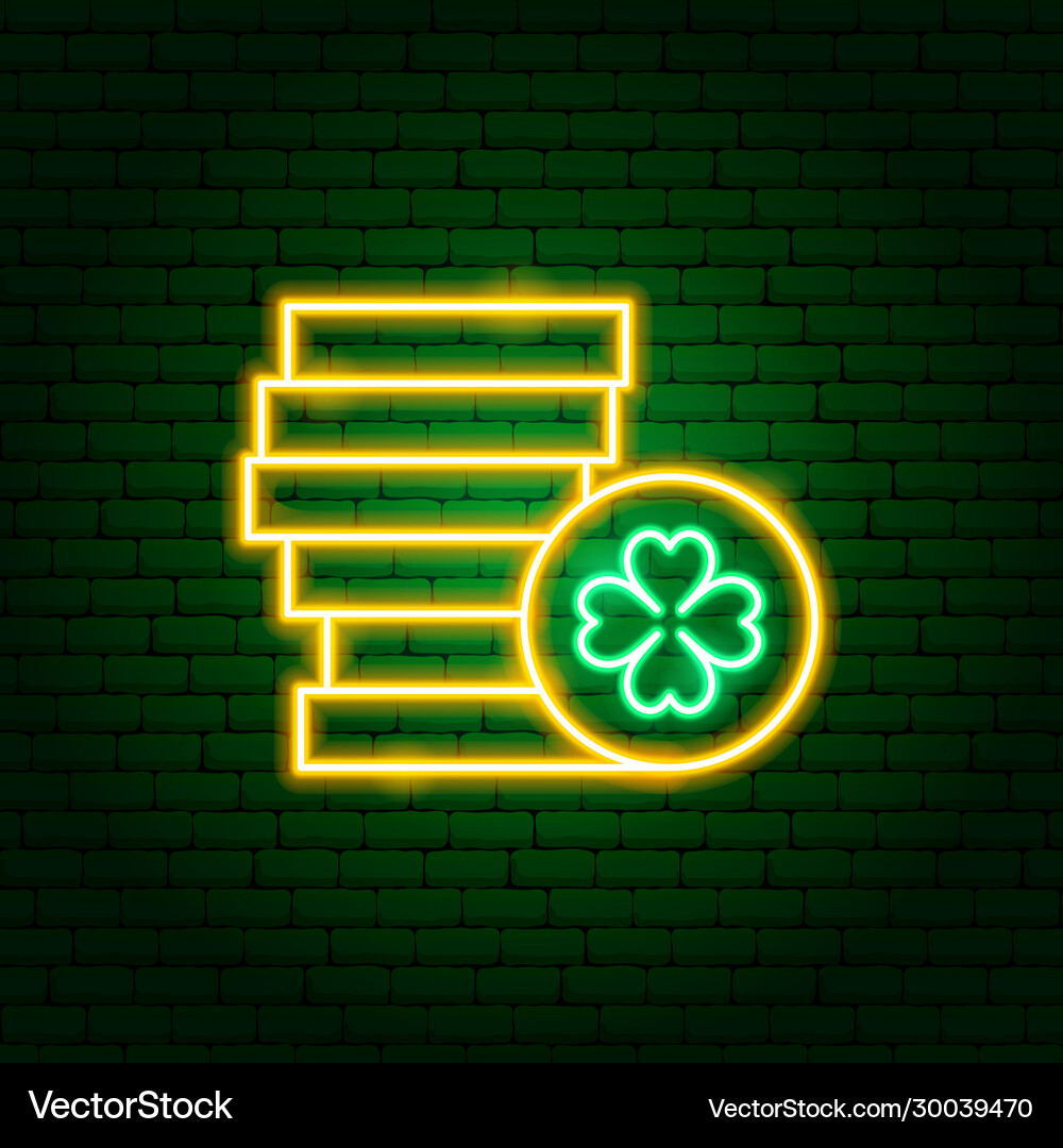 Irish gold neon sign Royalty Free Vector Image