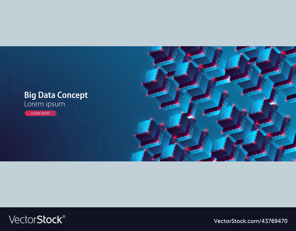 Isometric Big Data Concept Database Abstract Vector Image