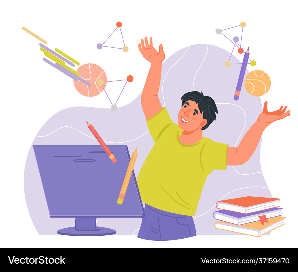 Kids online education and computer school back Vector Image