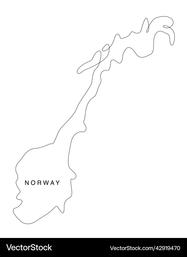 Line art norway map continuous europe Royalty Free Vector