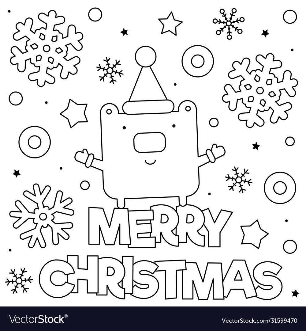 Merry christmas coloring page black and white Vector Image