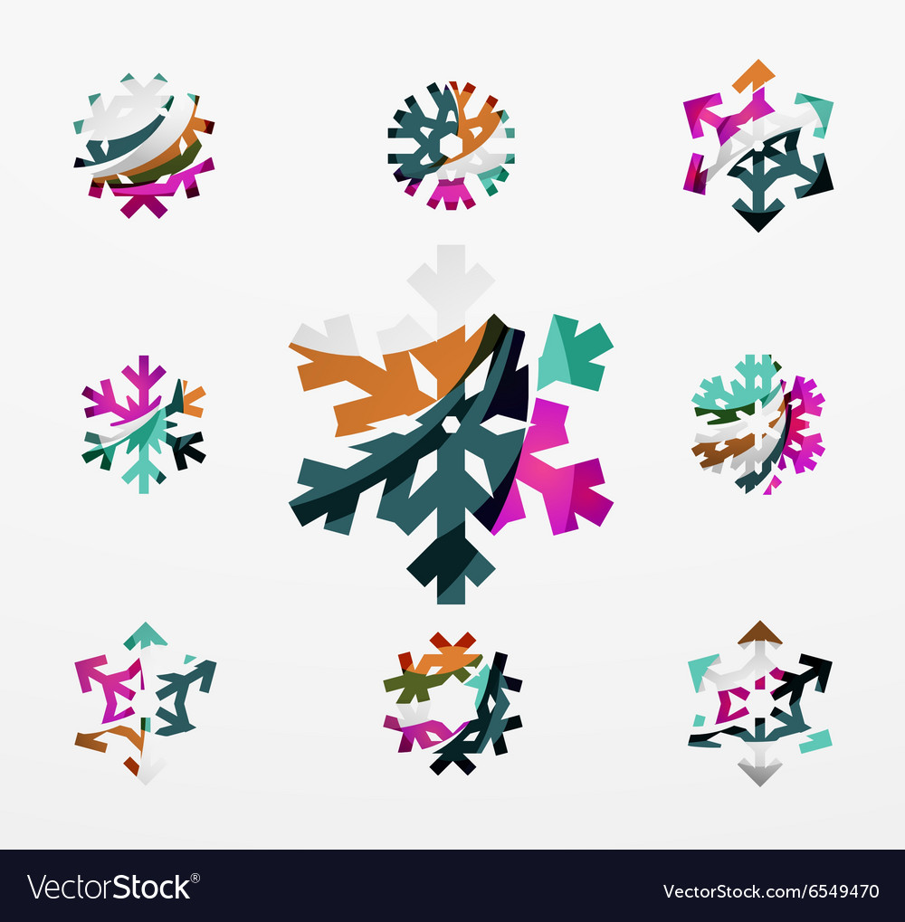 Set of abstract colorful snowflake logo icons Vector Image