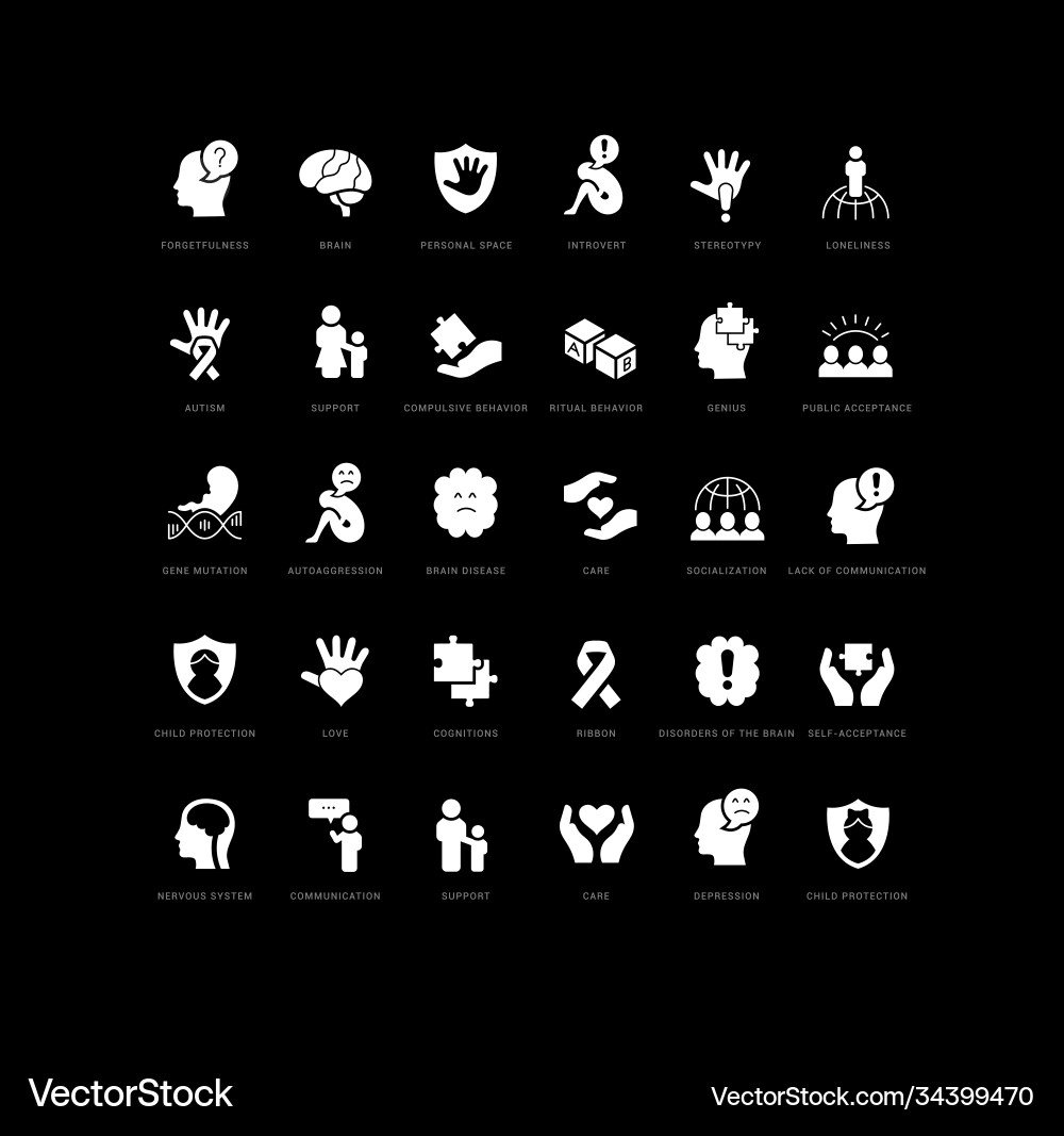 Simple icons autism awareness day Royalty Free Vector Image