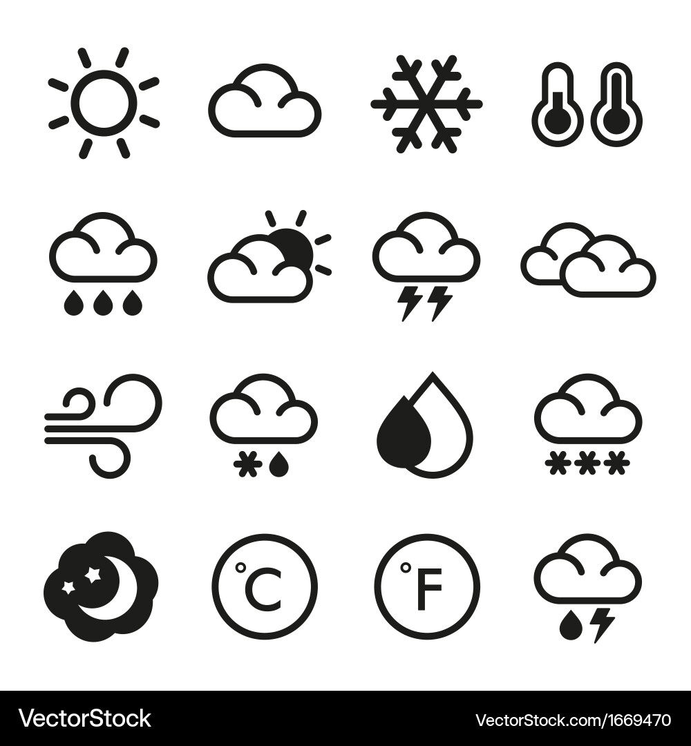 Weather icons with white background Royalty Free Vector