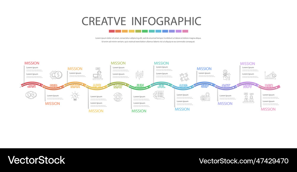 Year planner calendar 12 months timeline Vector Image