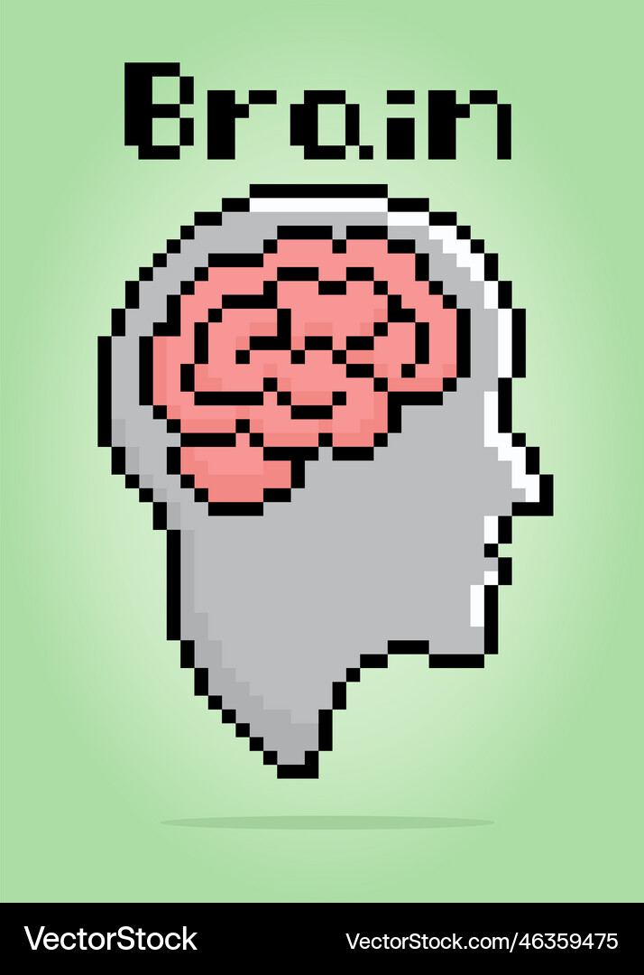 8-bit pixel of human brain anatomy – Royalty-Free Vector | VectorStock