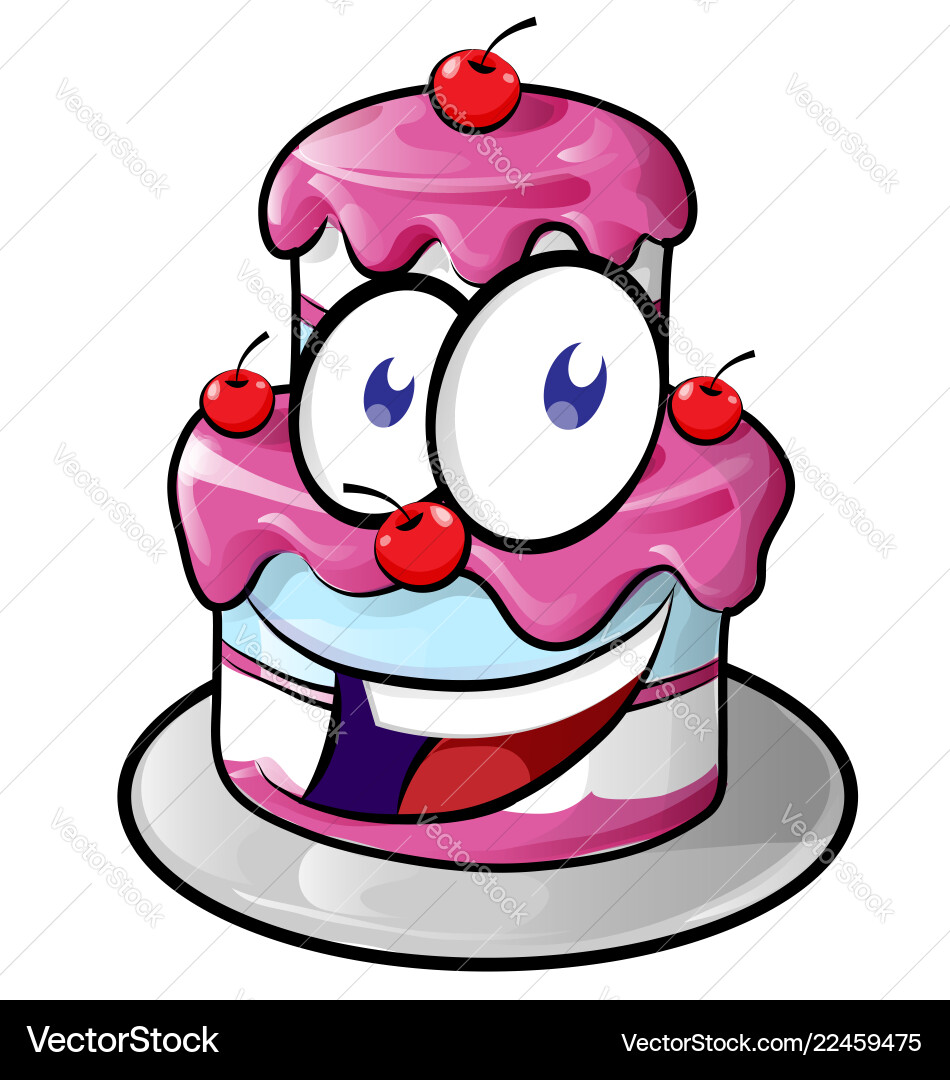 A cute happy cake cartoon Royalty Free Vector Image