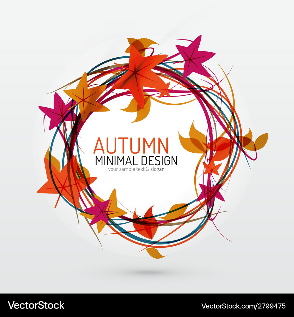 Autumn leaves and lines abstract background Vector Image