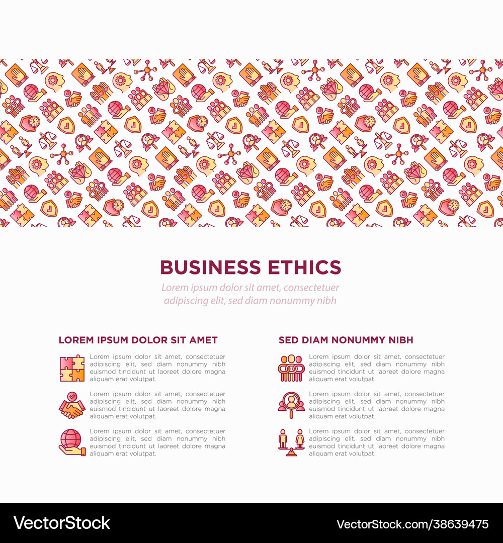 Business ethics concept with thin line icons Vector Image