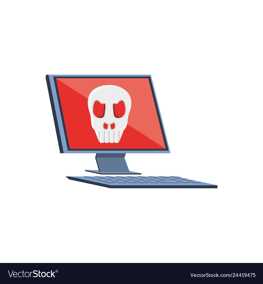 Desktop computer with virus attack Royalty Free Vector Image