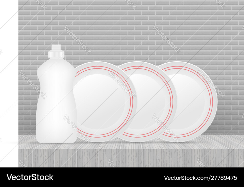 Dishwashing washing dishes liquid Royalty Free Vector Image