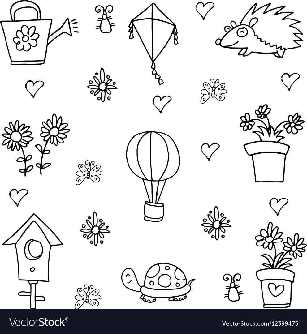 Doodle of spring cute backgrounds Royalty Free Vector Image