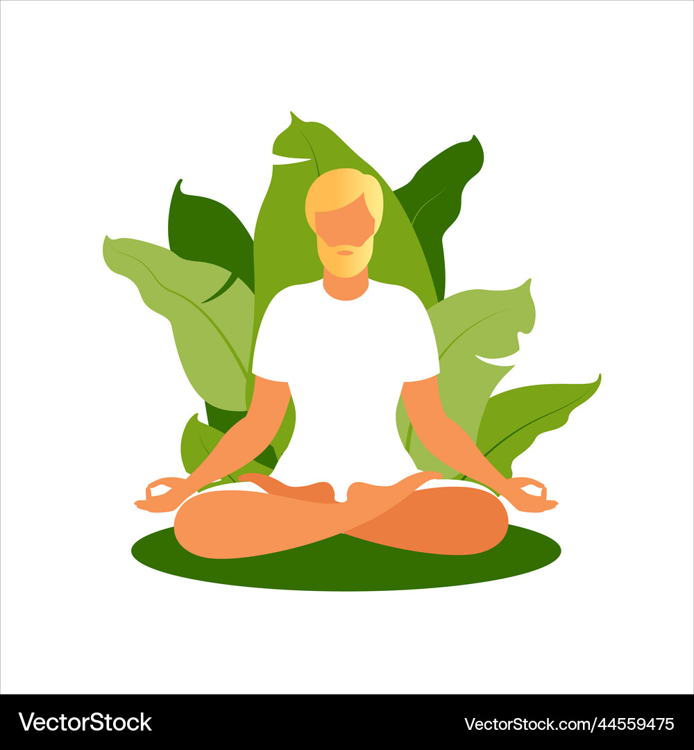 Man meditating on nature background meditation Vector Image
