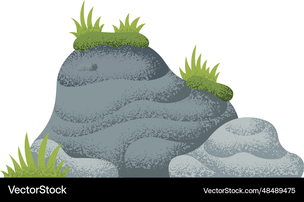 Natural stone landscape element green grass rock Vector Image