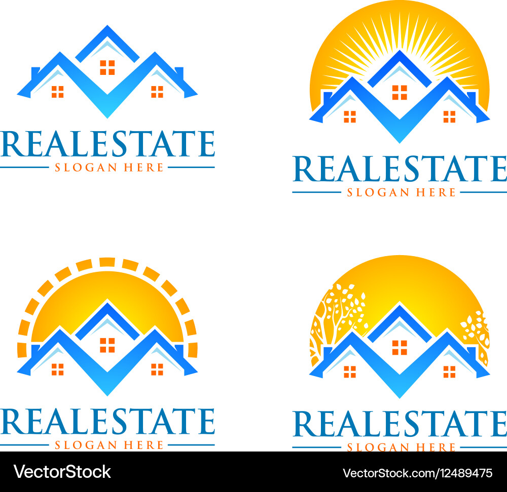 Real estate logo design realty Royalty Free Vector Image