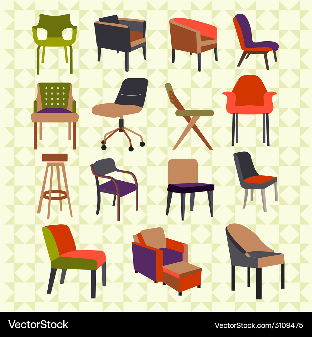 Set icons of chairs Royalty Free Vector Image - VectorStock