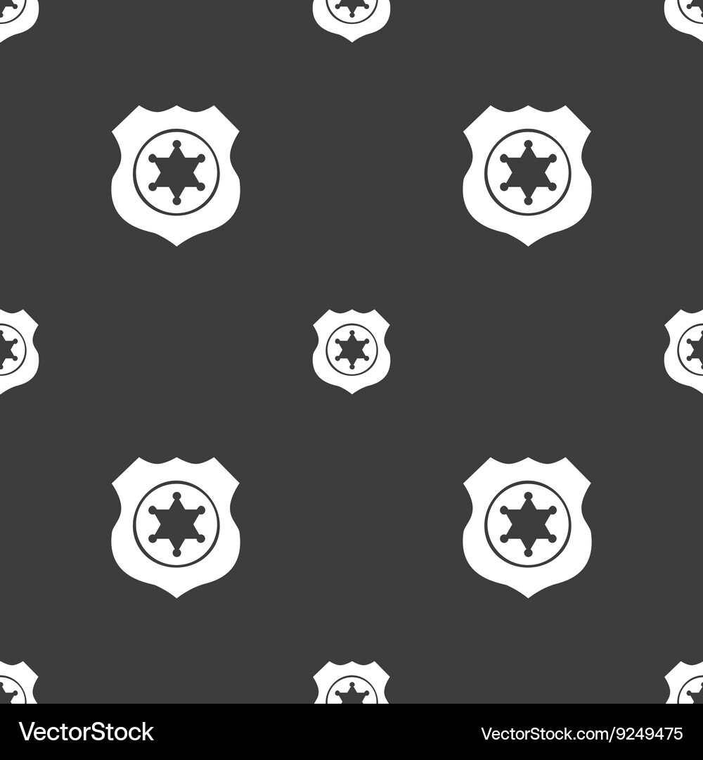 Sheriff star icon sign seamless pattern on a gray Vector Image