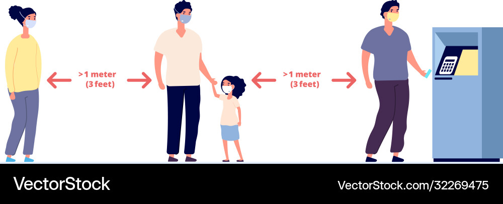 Social distance safe self precautions infographic Vector Image