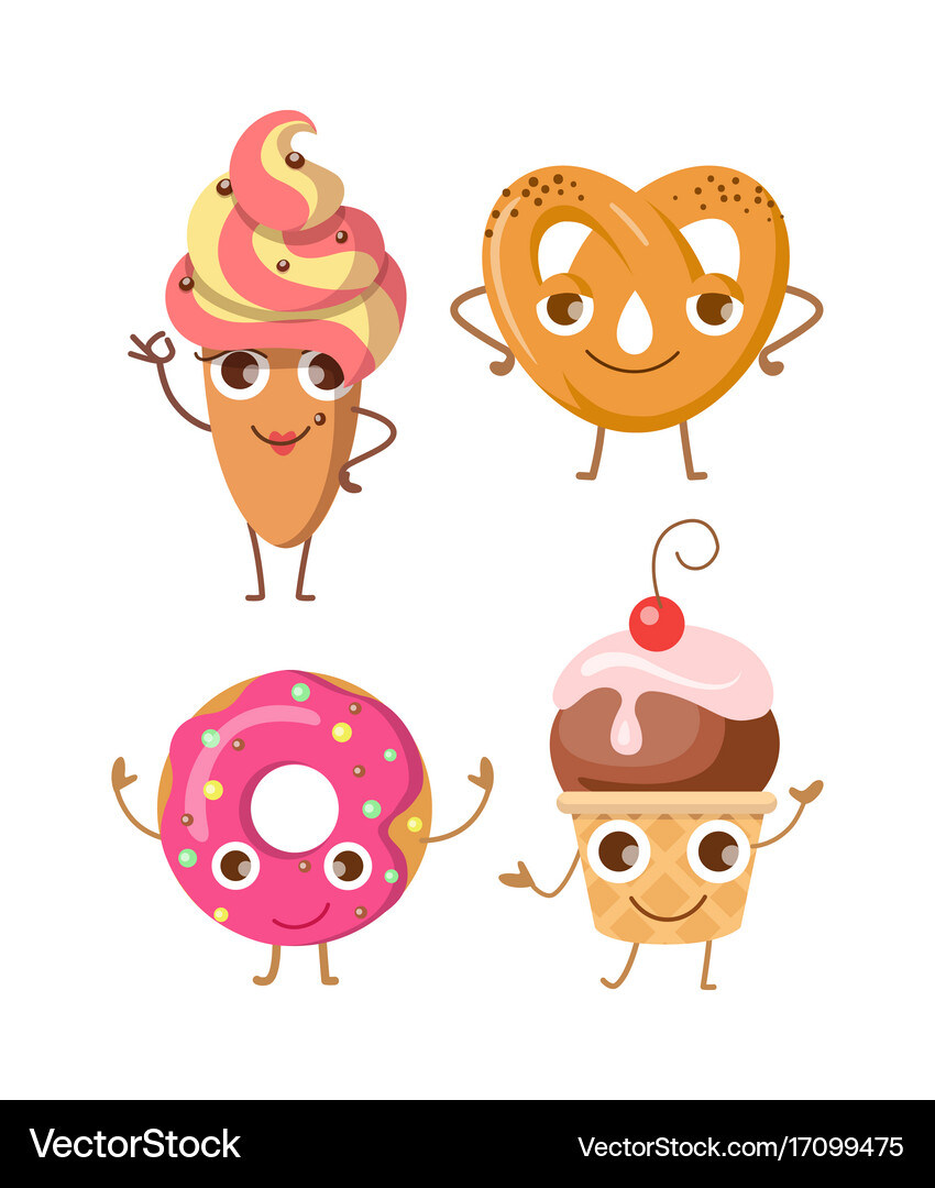 Sweets collection of four various confectioneries Vector Image