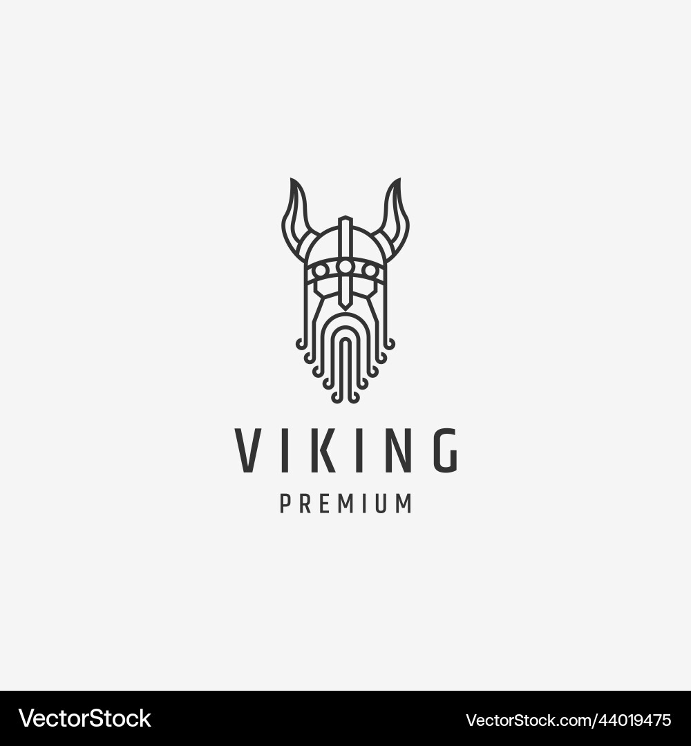 Viking mono line logo icon design template Vector Image