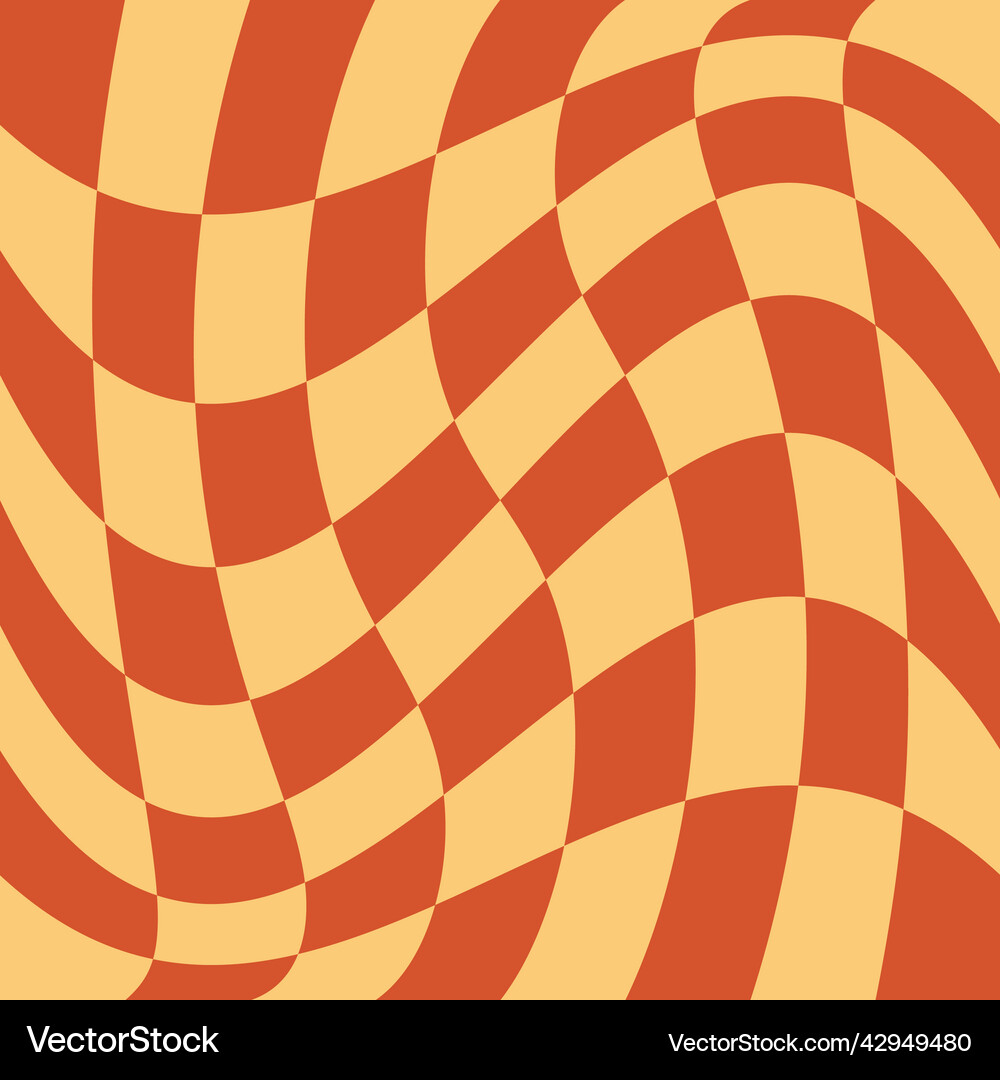 1970 wavy swirl seamless pattern in orange Vector Image