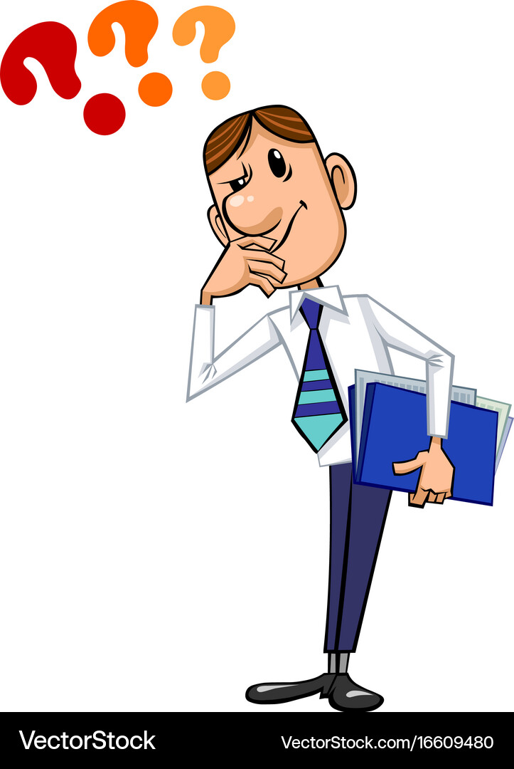 Businessman and questions Royalty Free Vector Image