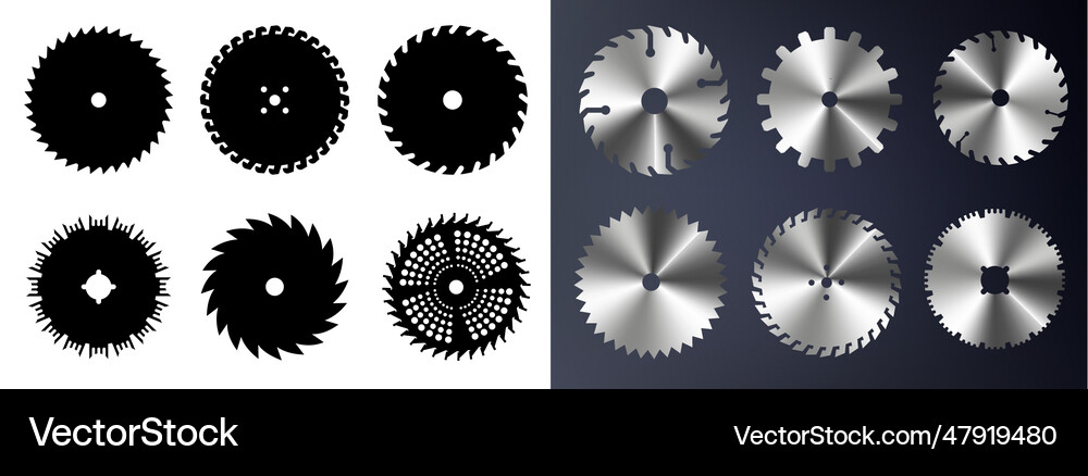 Circular saw blade round carpentry tool icons Vector Image